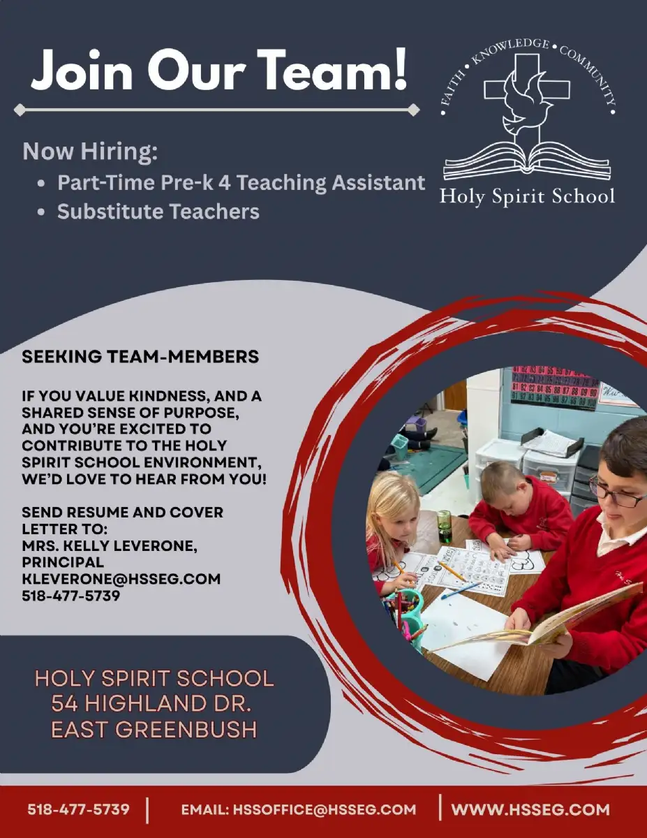 Join our team of dedicated teachers! - Holy Spirit School